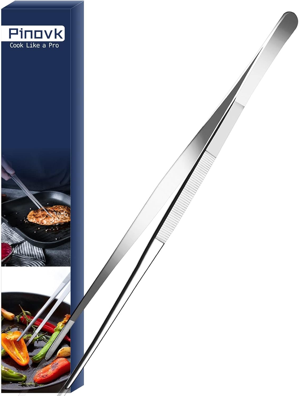 12-inch Stainless Steel Culinary Tweezers with Precision Serrated Tips ...