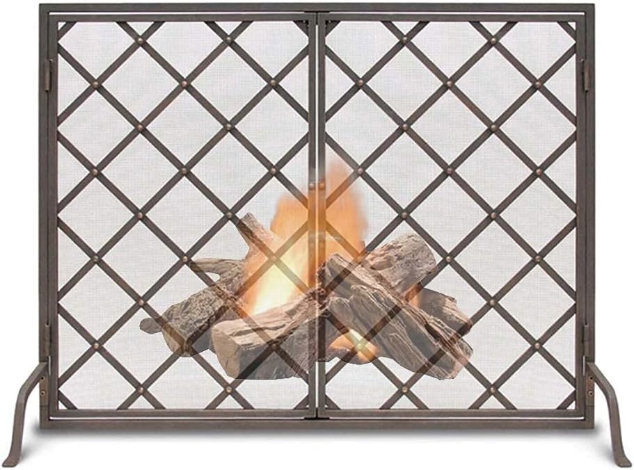 Amazon.com: Fireplace Screen Single Panel Home Outdoor Flat Guard Fire ...