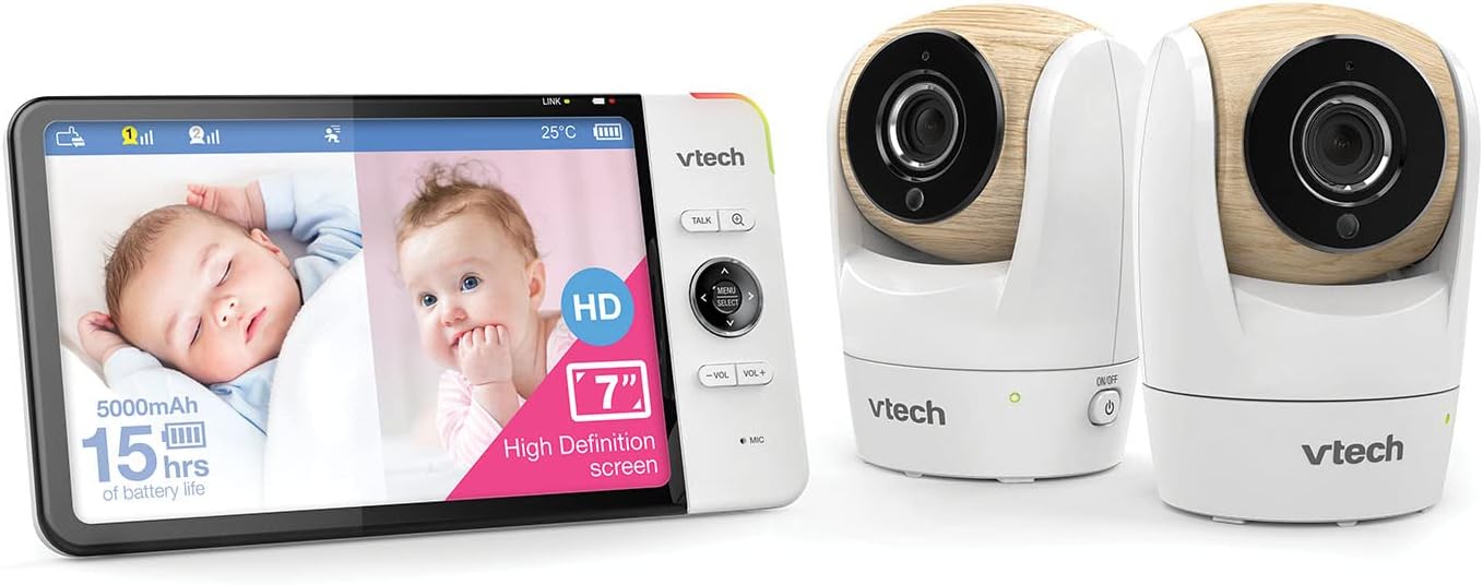VTech BM7750HD 7" Pan & Tilt Full Colour Video & Audio Baby Monitor ...