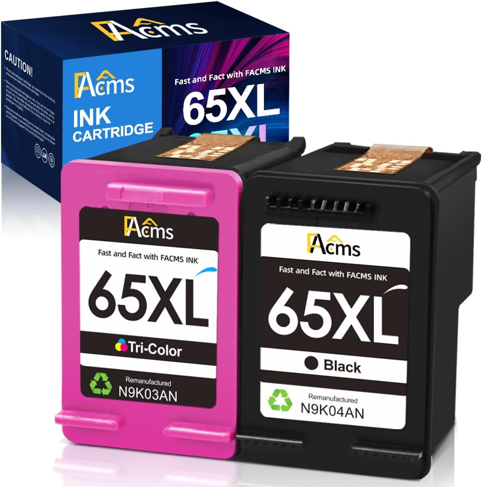 FACMS Remanufactured Ink Cartridges Replacement for HP 65XL 65 XL Ink ...