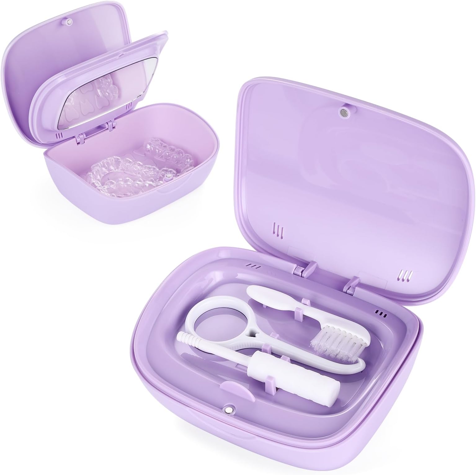 Amazon.com : Double Layer Retainer Case With Mirror, Retainer Holder ...