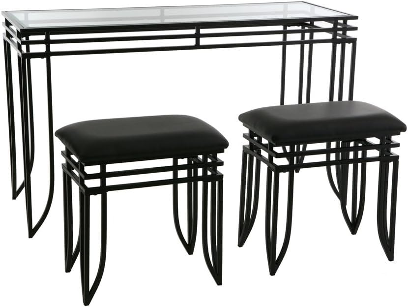 Amazon.com: SEI Square Sofa Table with 2 Side Stools, Black : Home ...