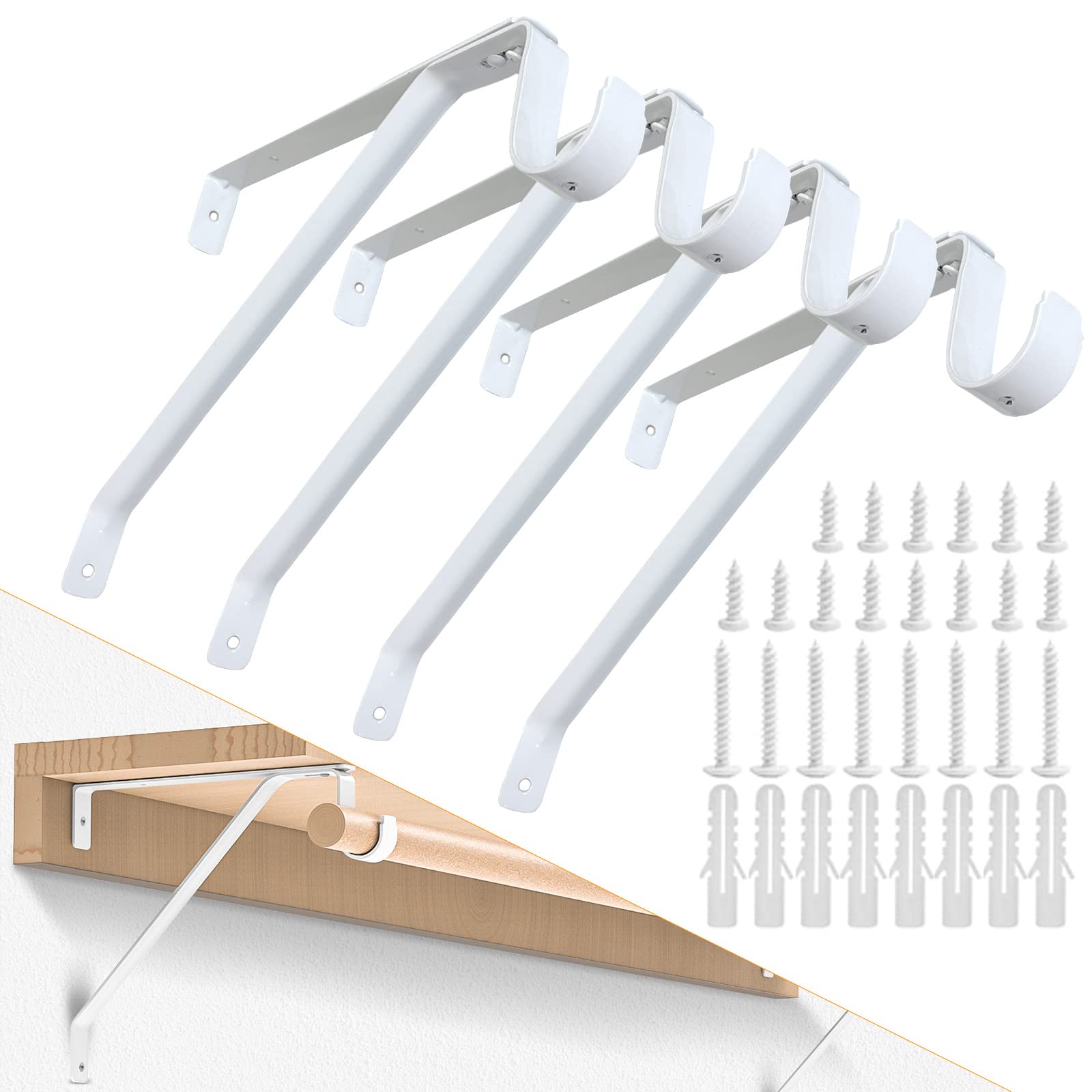 Snapklik.com : Heavy Duty Closet Rod Bracket, Adjustable Closet Shelf ...