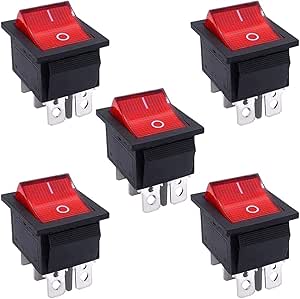 Amazon.com: NYCR 5Pcs AC 250V/16A,125V/20A Red Light Illuminated ON/ON DPDT 6 Pin 2 Position ...
