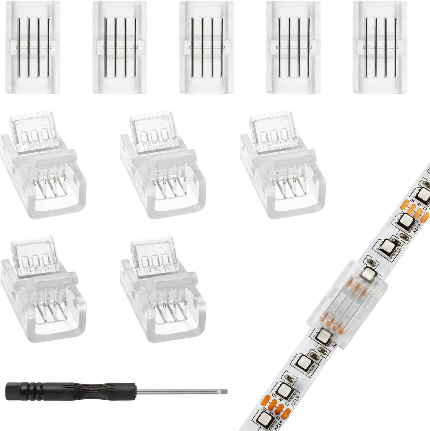 RGBZONE 10Pcs 8mm 4 Pin LED Connectors, Strip to Strip RGB Connector ...