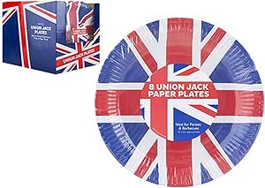 PMS Union Jack Paper Plates – 96 Pack British Red White Blue Tableware ...