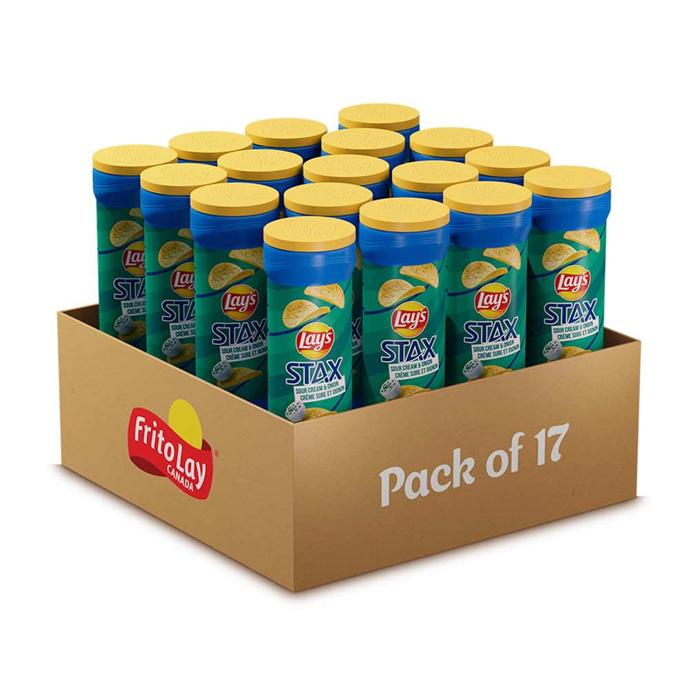 Lay's Stax Sour Cream & Onion Flavoured Potato Crisps, Multi-Pack, 155g ...