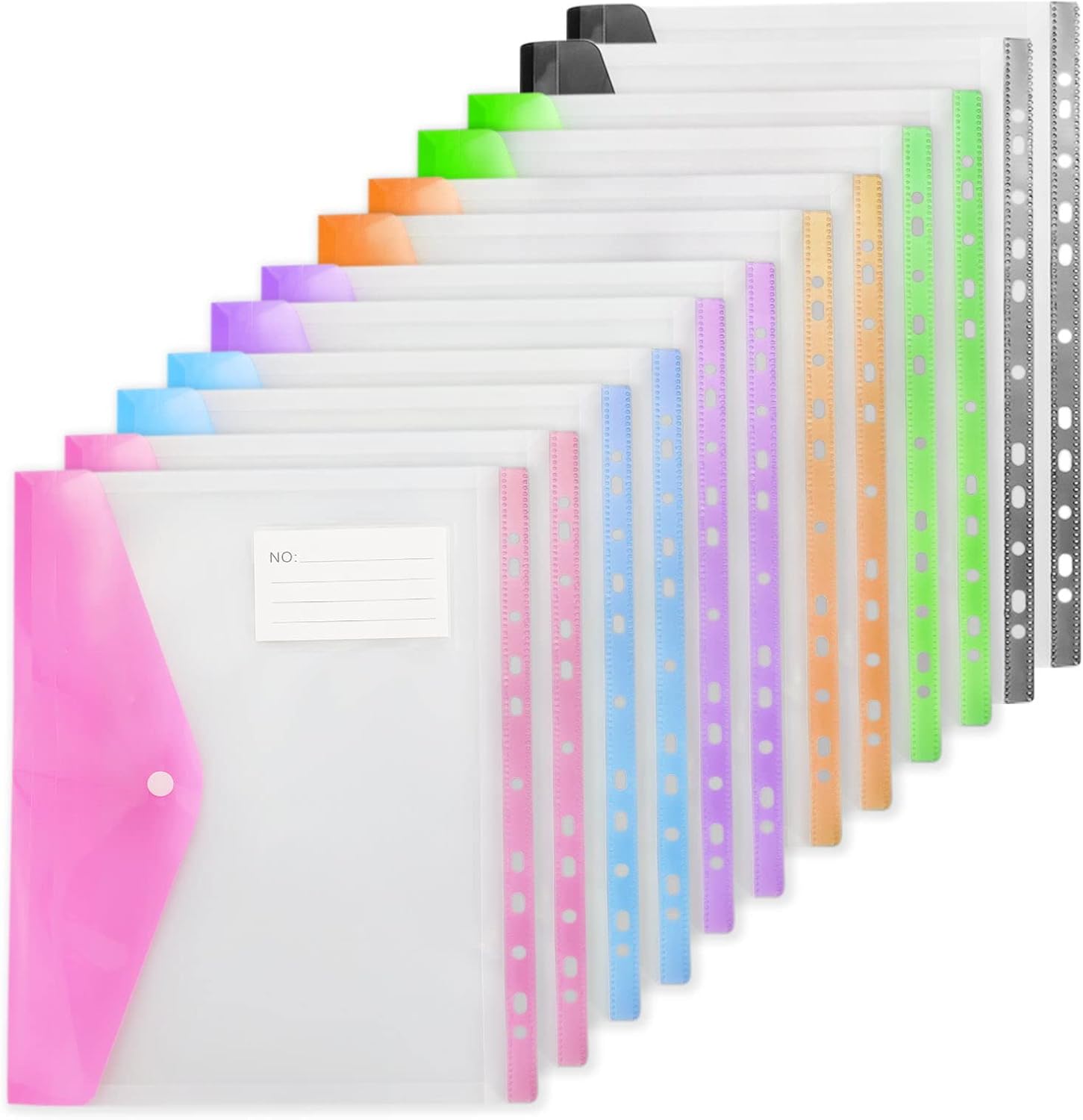 Lot De 12 Pochette Plastique A4, Pochettes PerforéEs Extensibles A4 En ...