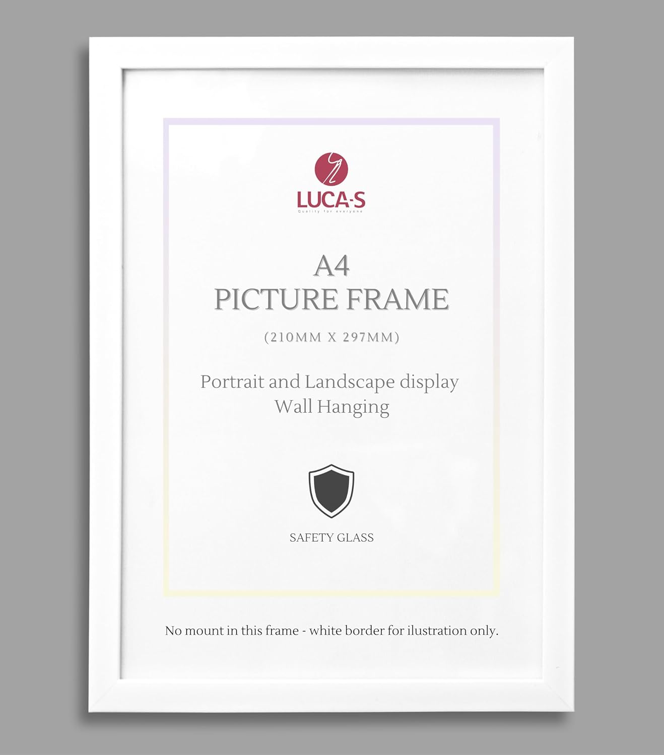 White A4 Frame, A4 Picture Frame with Safety Glass, Luxury Wooden ...