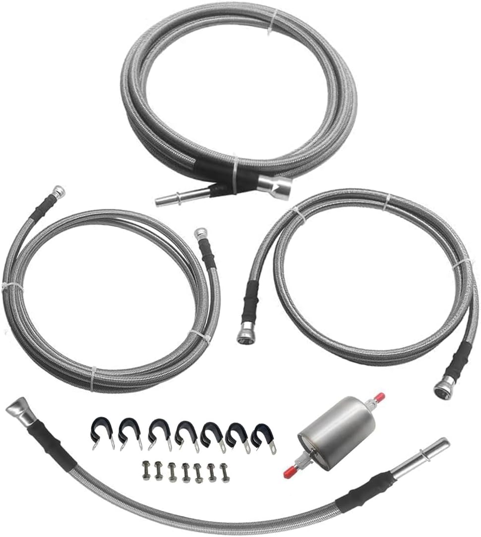 Amazon.com: Arkdeffon Flexible Stainless Steel Braided Fuel Lines Kit ...