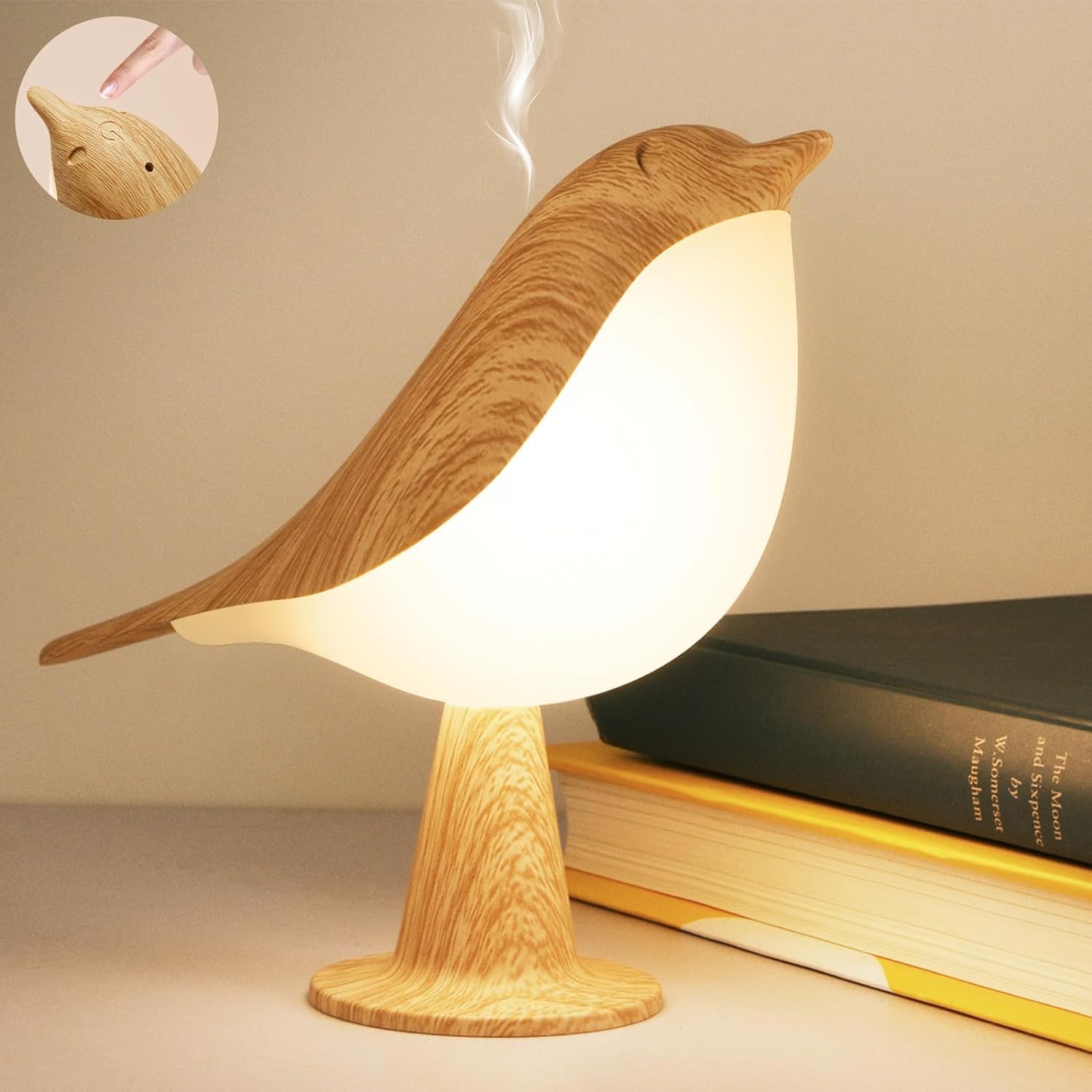 OFiSEXPT Small Lamp for Bedroom Nightstand, Mini Bright Bird Led ...