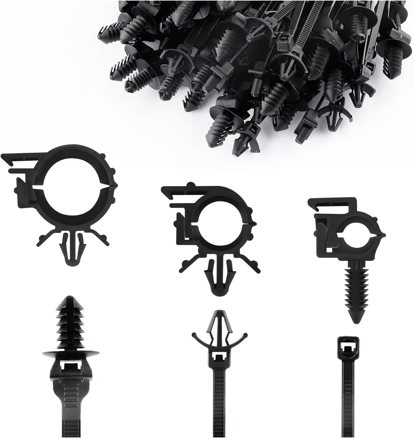 Amazon.com: 150PCS Cable Zip Ties with Zip Tie Mount,Push Mount Nylon ...