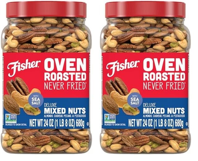 Amazon.com : Fisher Oven Roasted Never Fried Deluxe Mixed Nuts, 24 ...