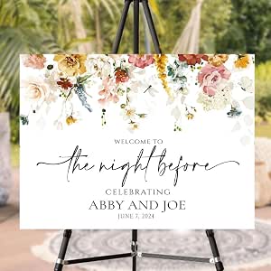 Amazon.com: CALISTAN Elegant Floral Wedding Decoration Sign, 12x18 ...
