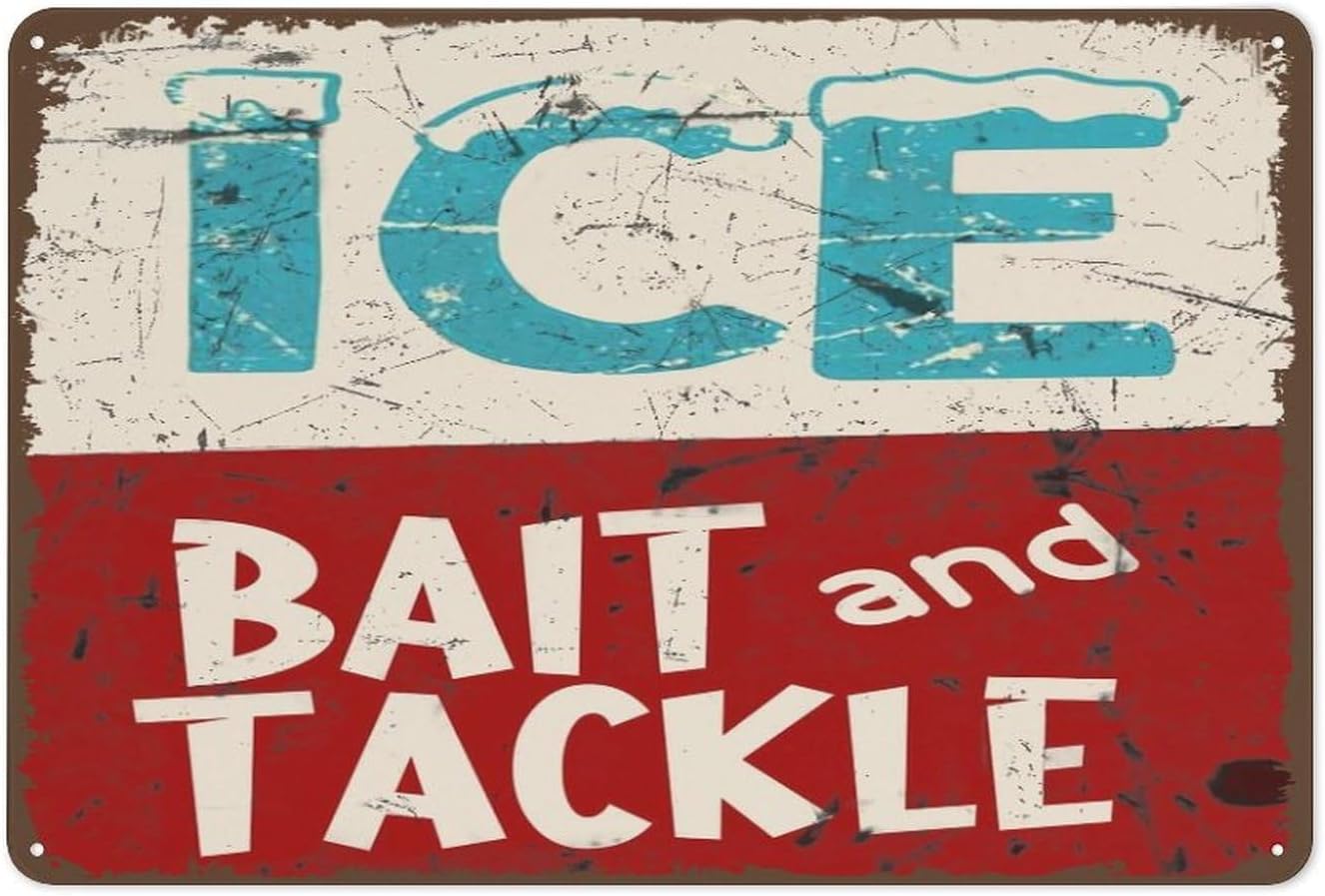 Amazon.com: Vintage Metal Tin Sign Ice Bait Tackle Fish Fishing Marina ...