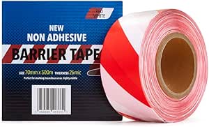 Cableties.co.uk Barrier Tape Red and White, 70mm x 500m, Non Adhesive Hazard Warning Tape No ...