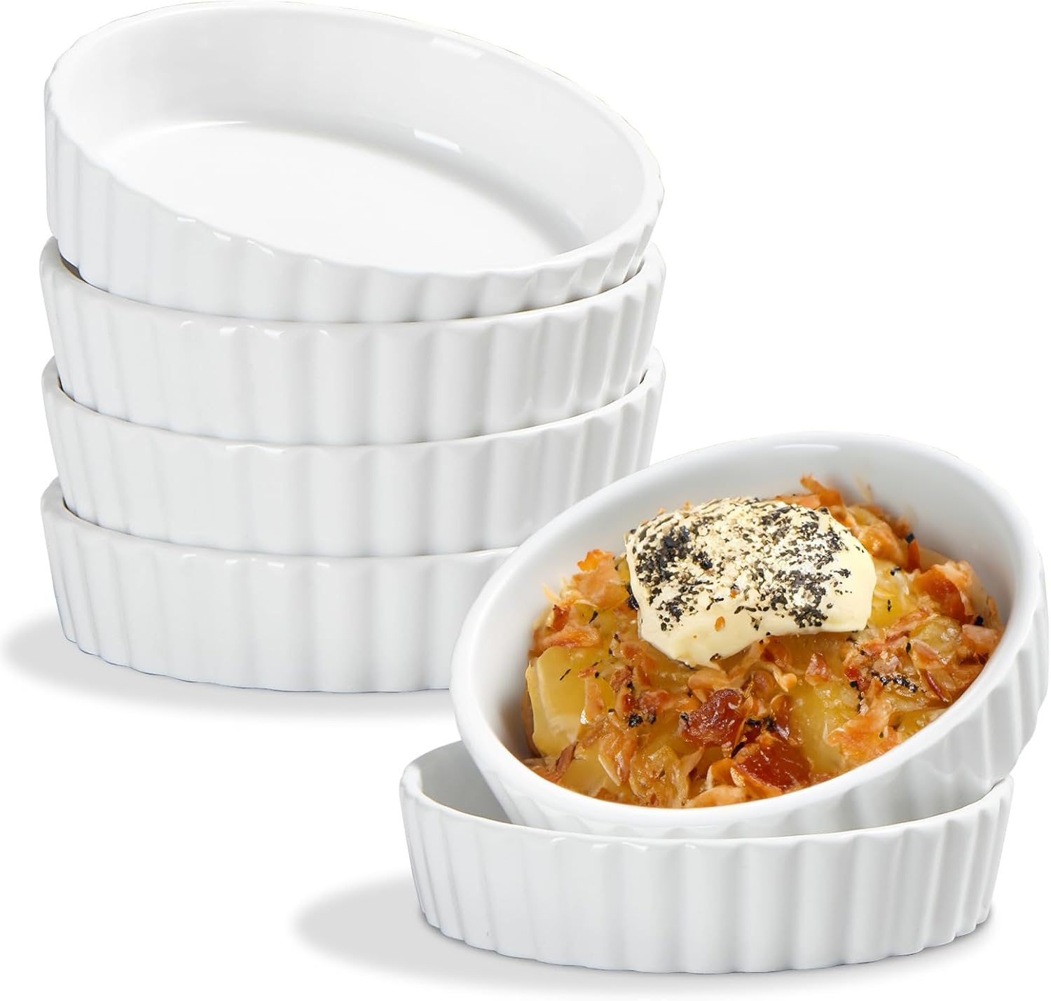 Amazon.com: ONEMORE Ramekins 8 oz, Creme Brulee Ramekins Oven Safe ...