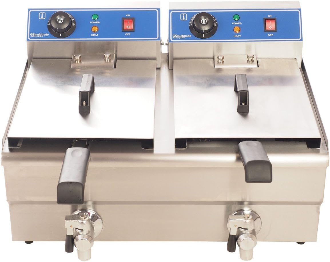 Royal Catering Fritteuse Edelstahl Doppel-Fritteuse RCTF-13DH (2 x 13 L ...
