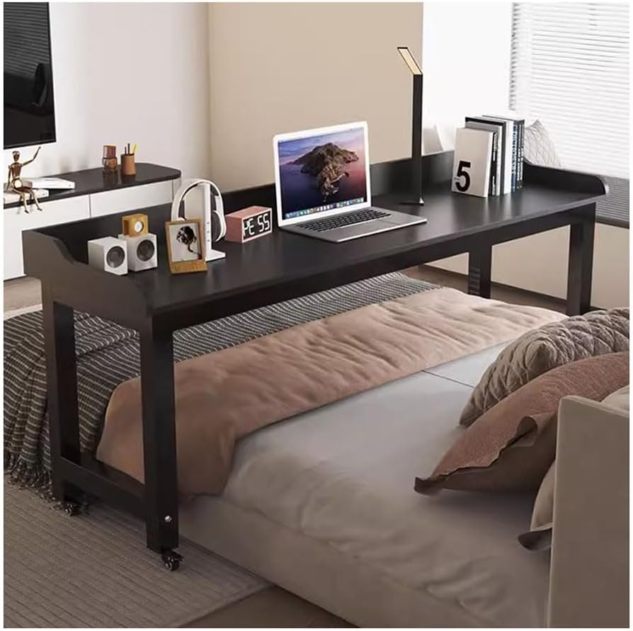 Amazon.com: Overbed Table Black Overbed Table with Wheels, Movable Bed ...