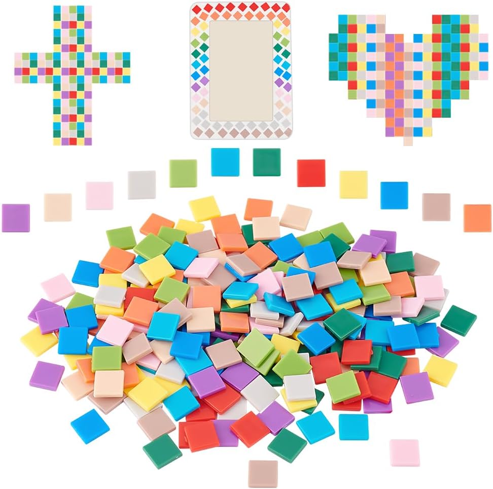 Amazon.co.jp: OLYCRAFT 240個12色 モザイクタイル スクエア アクリル 1x1cm 不透明 ミックスカラー DIY 手作り デコレーション ハンドメイド クラフト ...