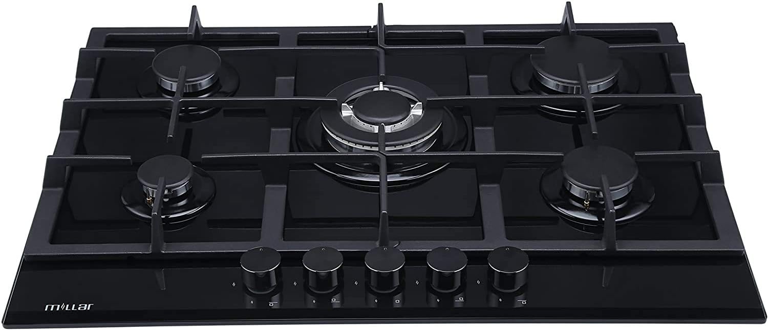 Hoover HVG6DK3B 60 cm Gas Hob, 4 burners, Front control, Cast Iron Pan ...