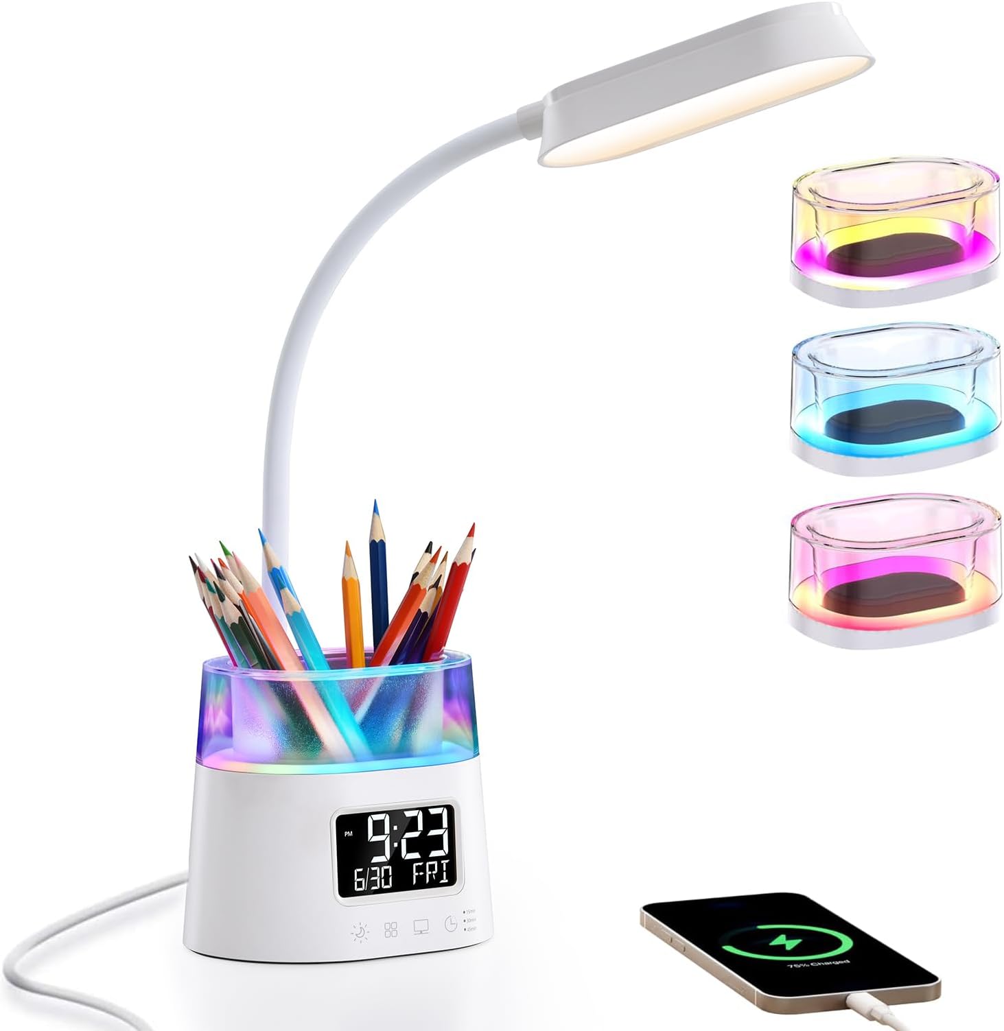 Donewin Rechargeable LED Desk Lamp with Color Changing Light, Pen and ...