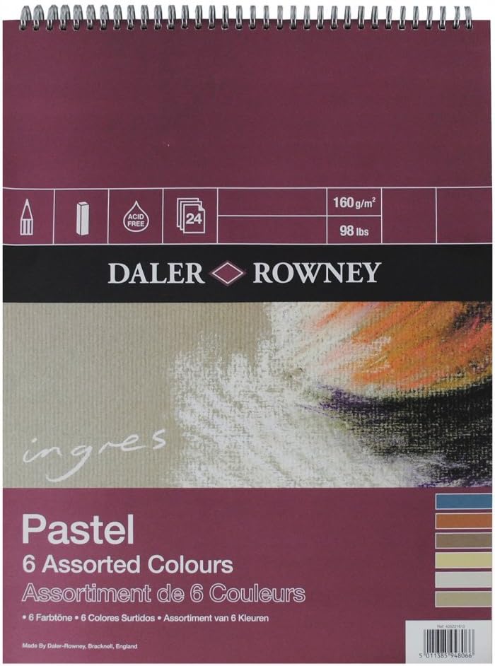Daler-Rowney Ingres 160gsm 12 x 9in Pastel Paper Spiral Pad, Laid ...