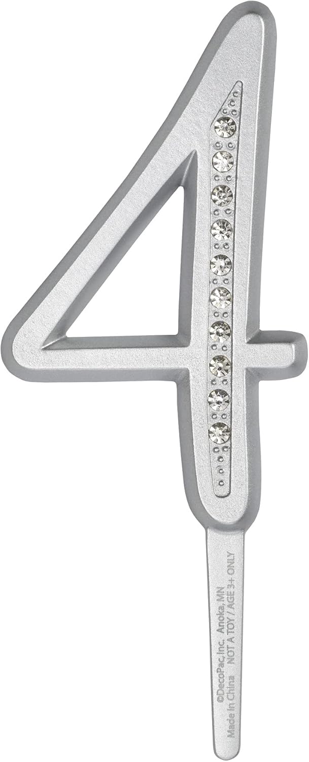 Amazon.com: DecoPac Diamond Number 4 Monogram Cake Topper, Luxurious ...