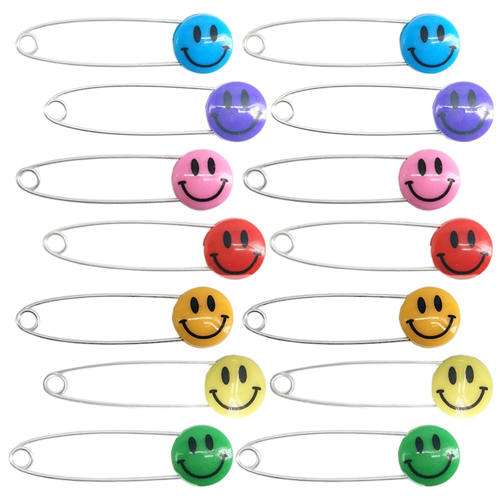 Amazon.com: Ruidee 30 Pcs Diaper Pins Cute Smile Face Nappy Pins ...