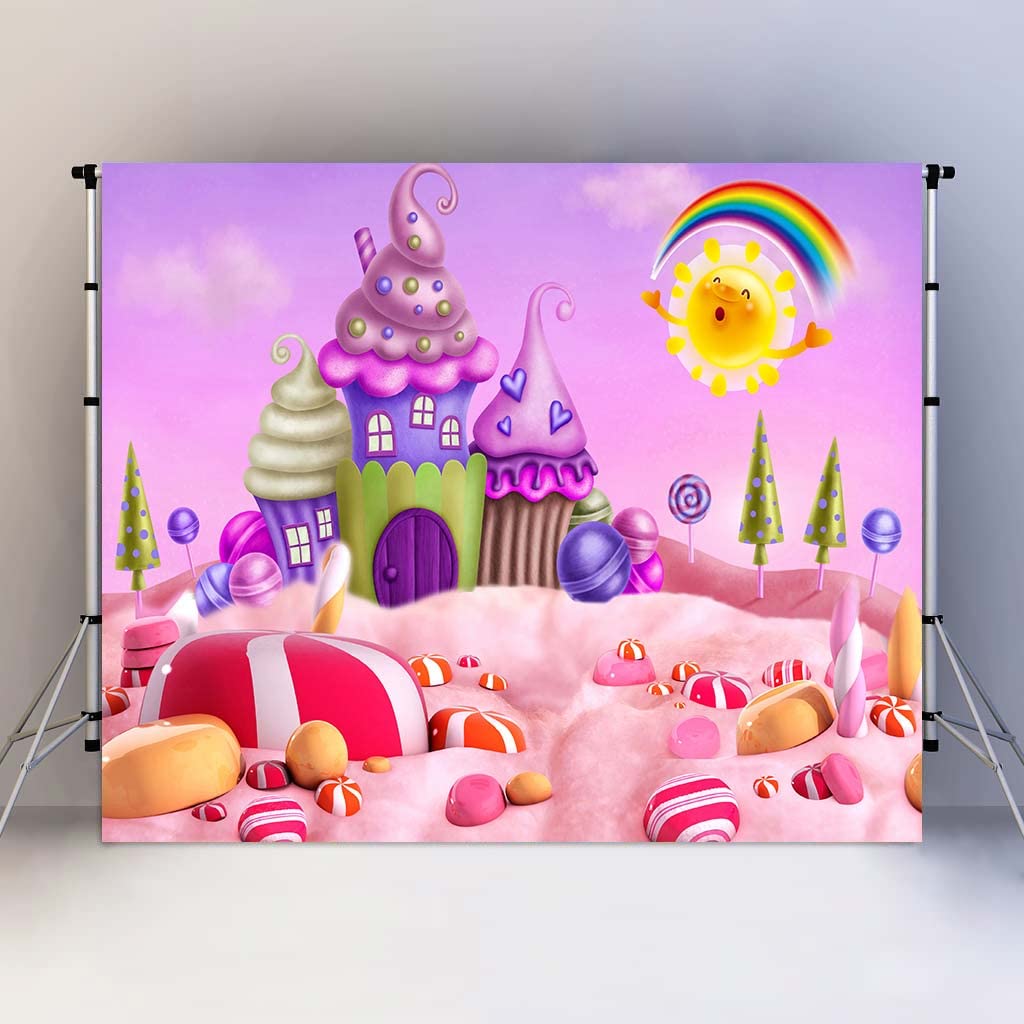 Amazon.com : LUCKBTY Cartoon Candyland Sweets Backdrops, 7x5ft Winter ...
