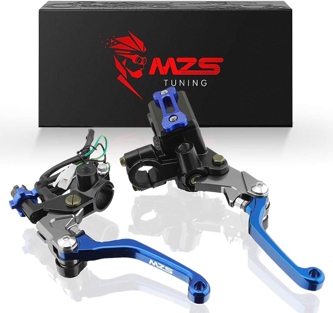 Amazon.com: MZS Blue 7/8 Levers Set Brake Master Cylinder Clutch Lever ...