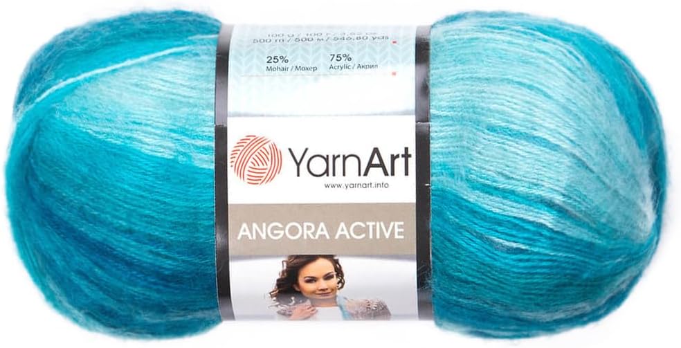 Amazon.com: 1 Skein YarnArt Angora Active Knitting Yarn, 25% Mohair 75% ...