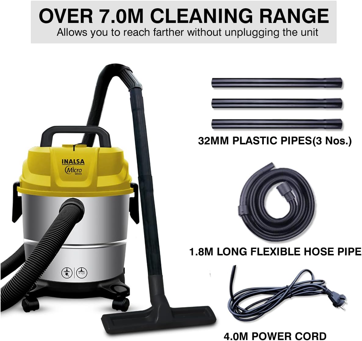 Inalsa Micro WD15 Wet & Dry Vacuum Cleaner User Manual