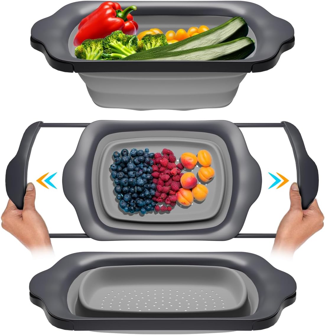 Amazon.com: Collapsible Colander and Funnel - Stainless Steel Meets Red ...