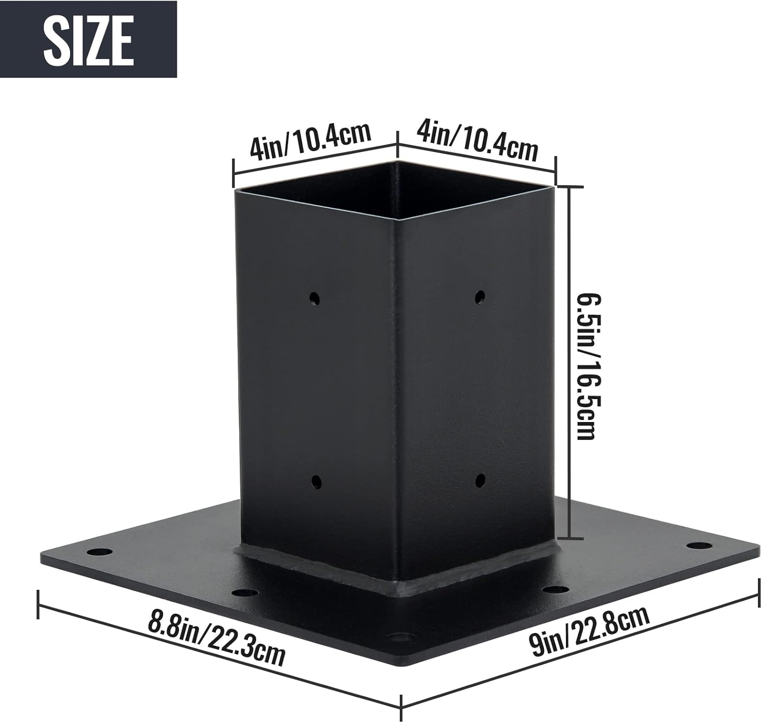 Hasopy Base de poste de 4 x 4 pulgadas, placa base de poste de acero ...