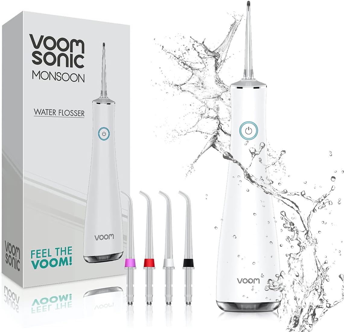 Voom Sonic Water Flosser (Cordless) | Water Pick Includes 4-Tip ...
