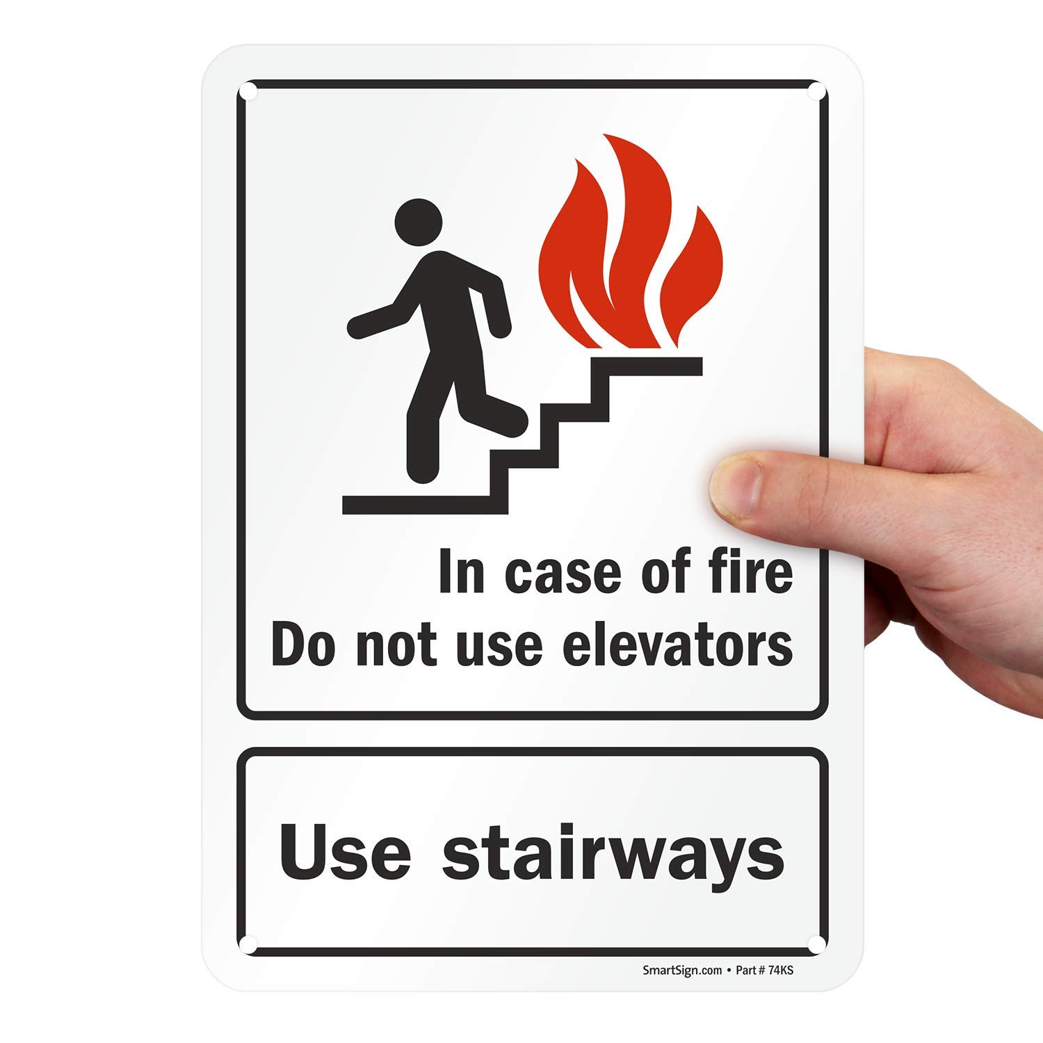 SmartSign Plastic Sign, Legend "in Case of Fire Do Not Use Elevators ...