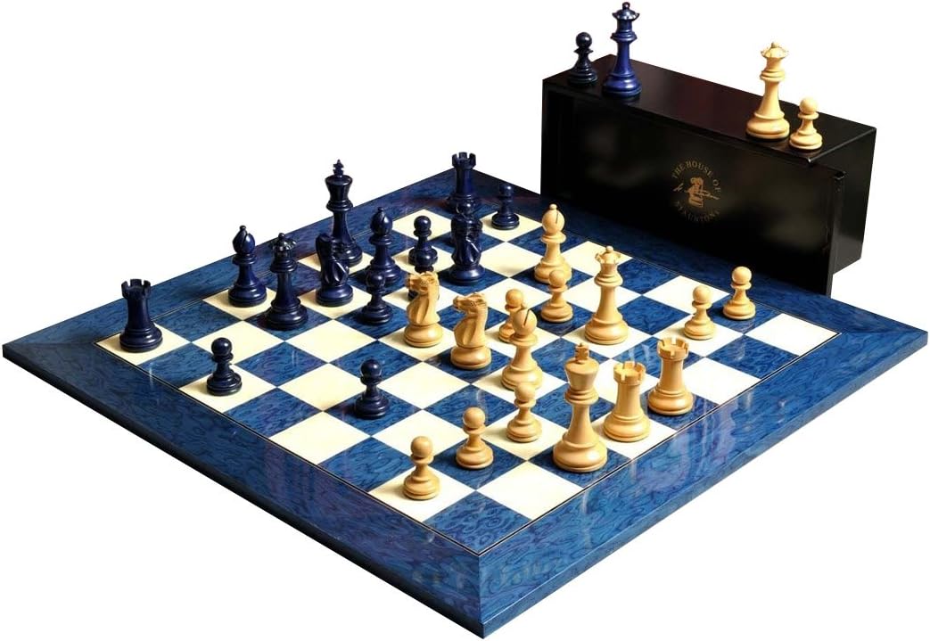The Grandmaster Chess Set, Box, & Board Combination - 4" King - Blue ...
