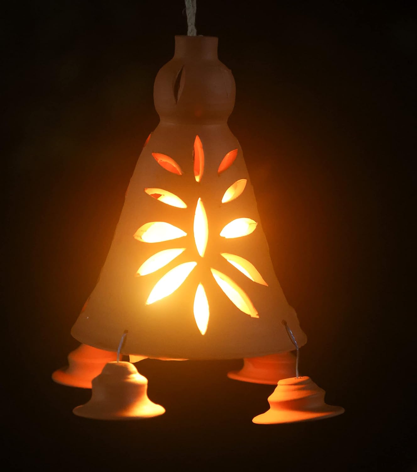 Khavi Arts Handmade Terracotta Clay Hanging Light Lamp| Bulb Not ...