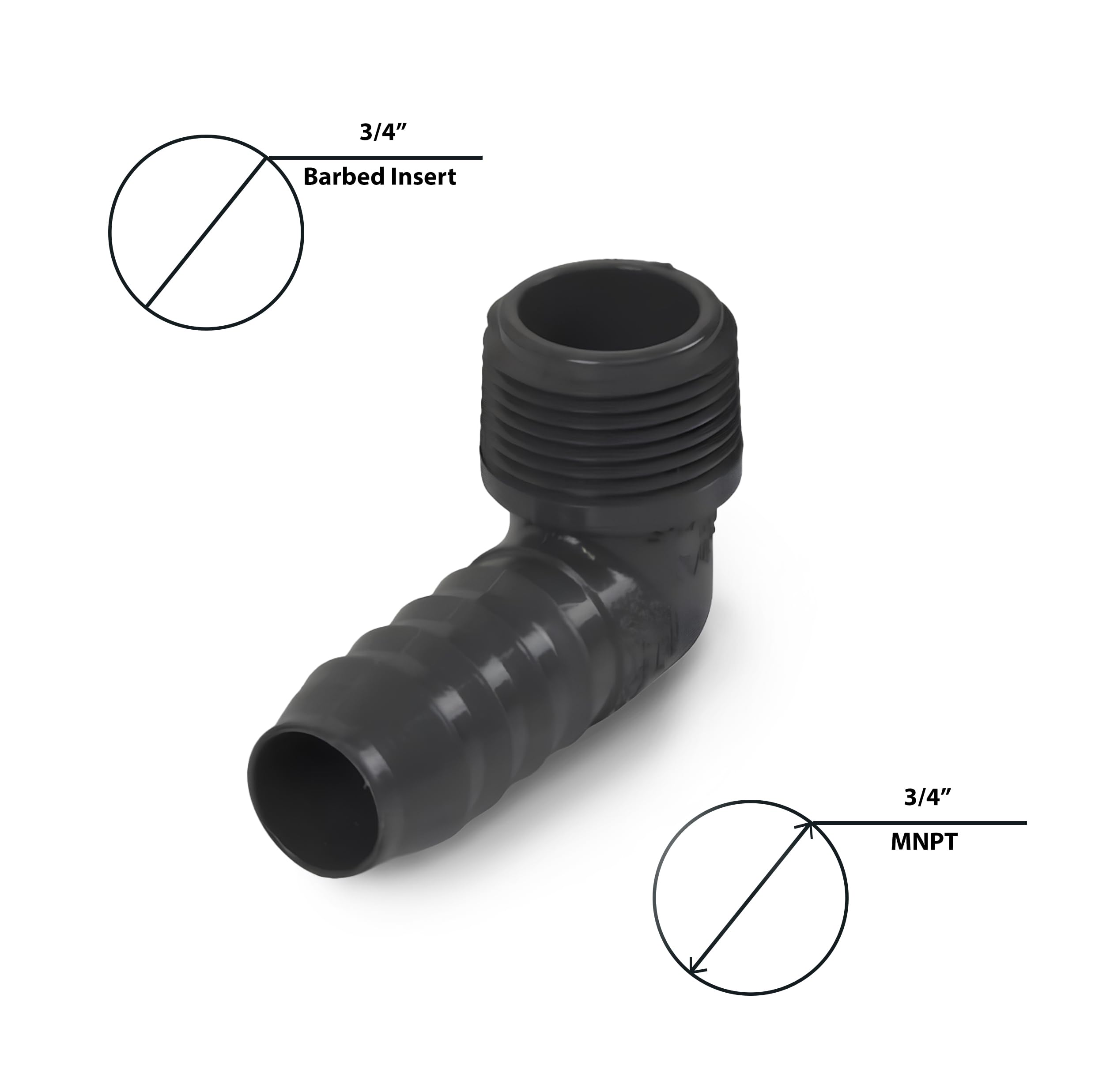 Snapklik.com : Barbed Elbow Fittings Sch 40 PVC 3/4 Inch Barbed Insert X 3/4 Inch MNPT Male Pipe ...