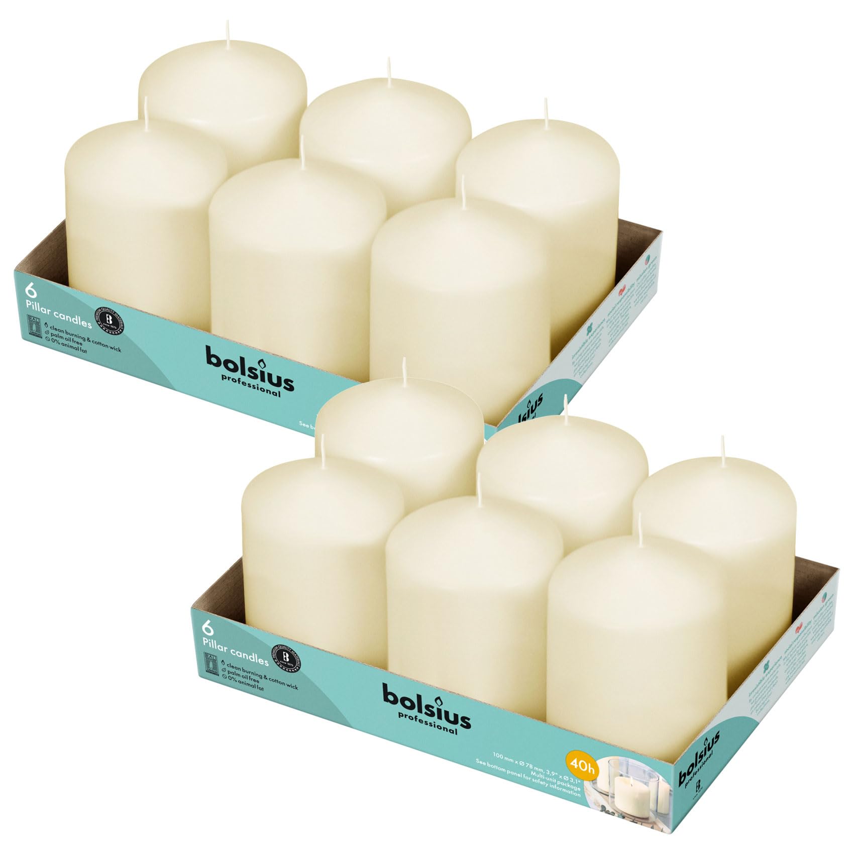 Amazon.com: BOLSIUS 12 Ivory Pillar Candles Bulk - 3x4 Inches Candle ...