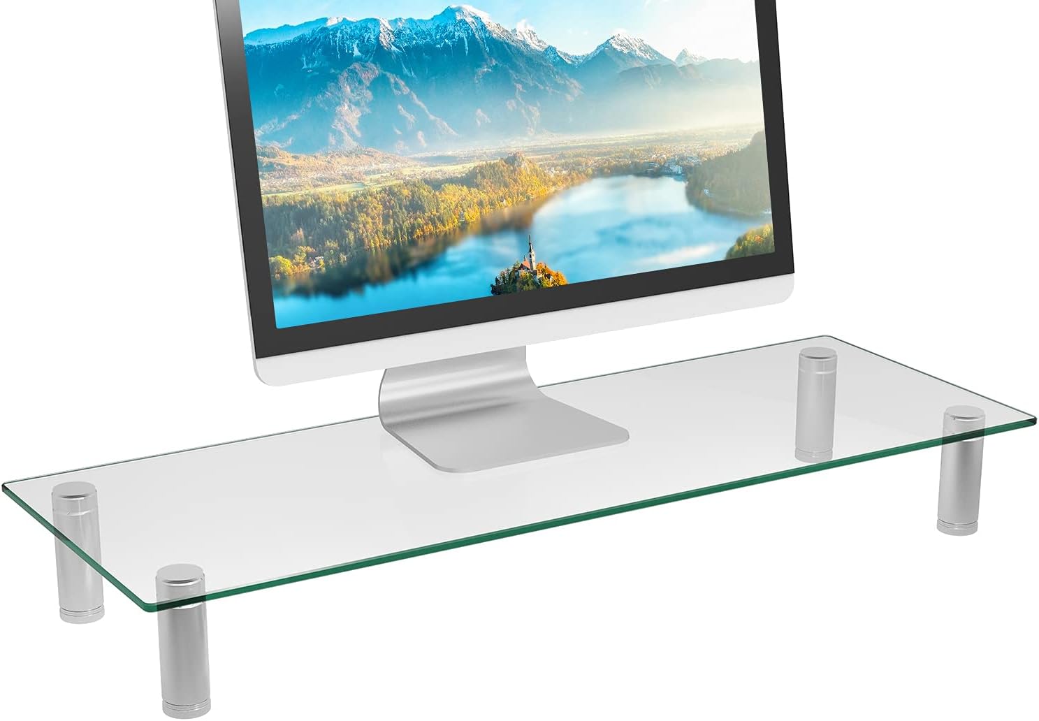 Amazon.com: WALI Rectangular Tempered Glass Monitor Riser Desktop Stand ...