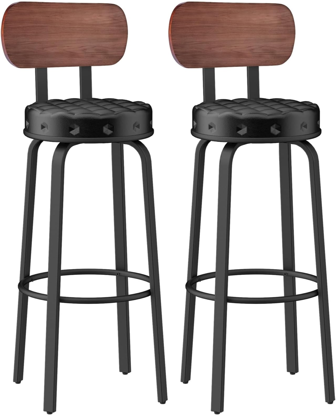 Amazon.com: VECELO Bar Stools Set of 2, 360-Degree Swivel Stool with ...