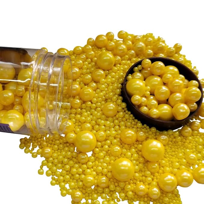Amazon.com: Edible Yellow Sugar Pearls Candy Sprinkles 120G/ 4.23Ounce ...