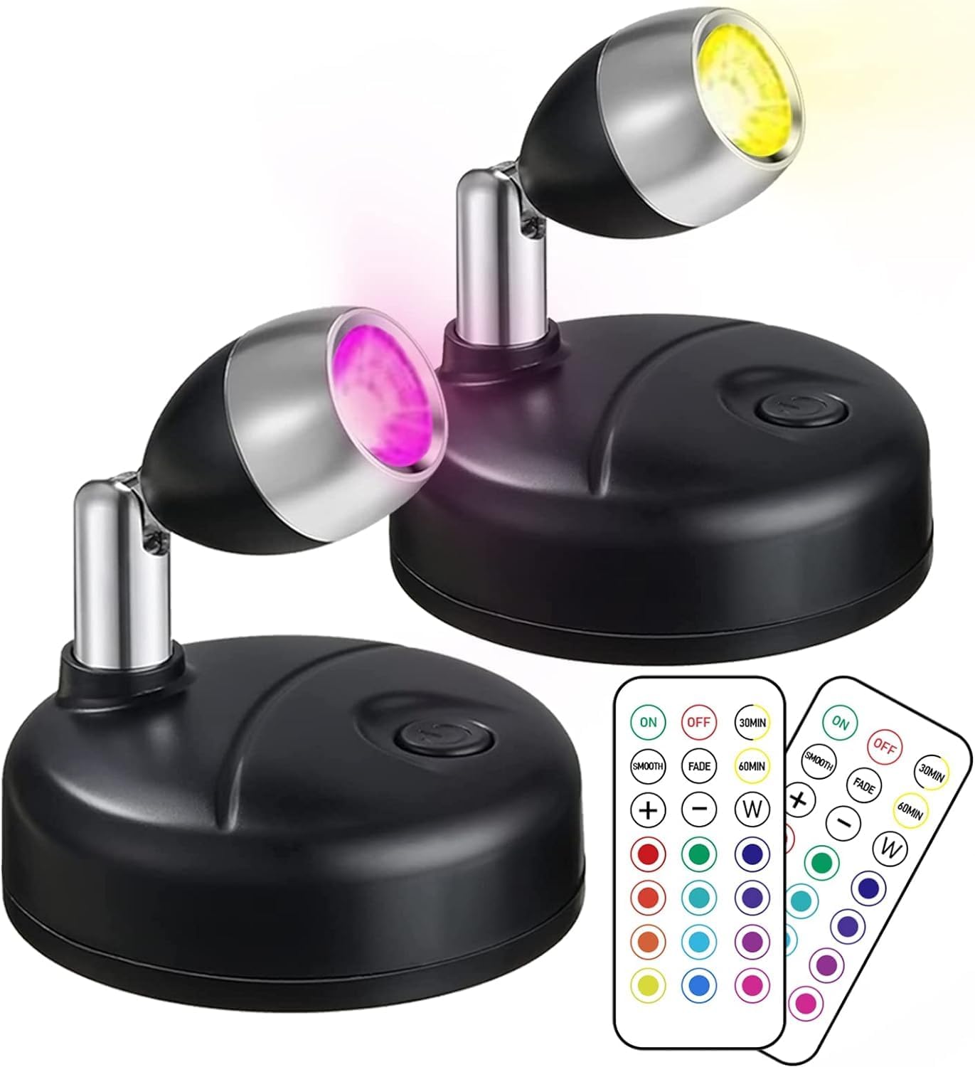 Mini RGB Battery Spotlights Indoor with Remote Control Wireless LED ...
