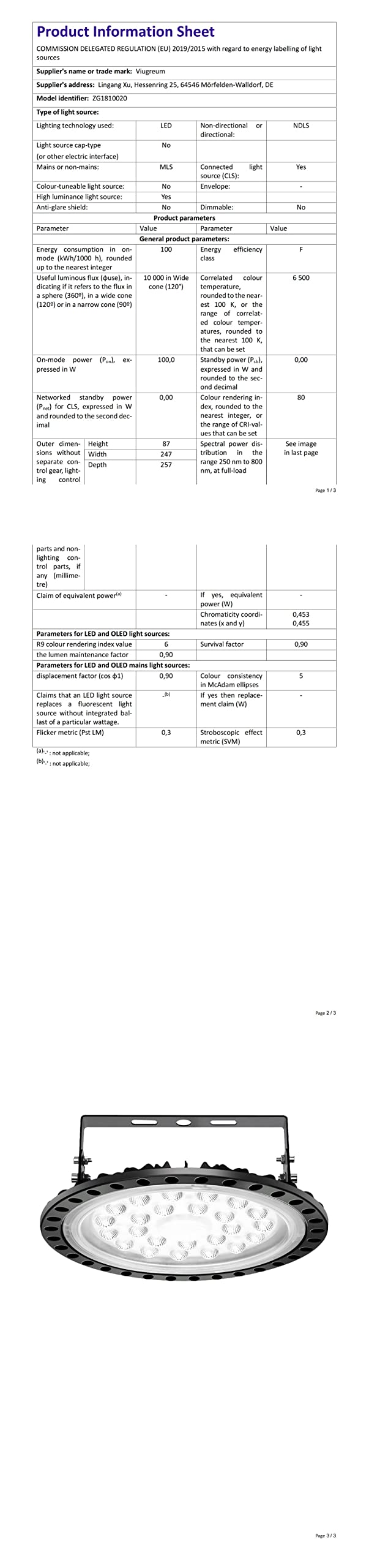 Qvis High Bay LED Light Glow UFO 100w, Lifud Dimmable Driver, Samsung ...