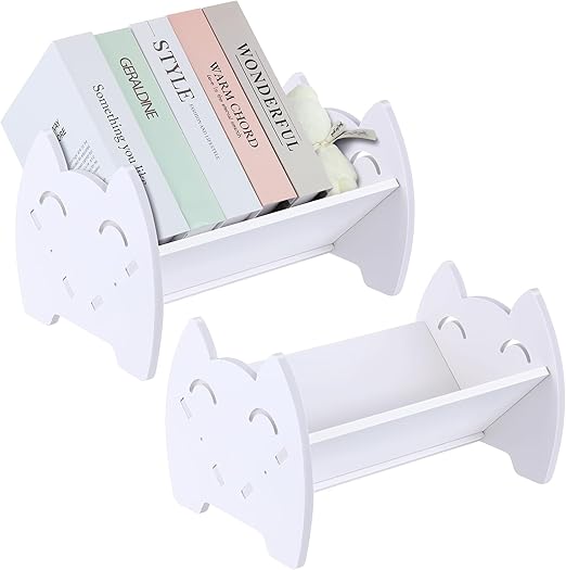 Amazon.com: Wenqik 2 Pcs Small Desktop Bookshelf,Books Organizer for ...