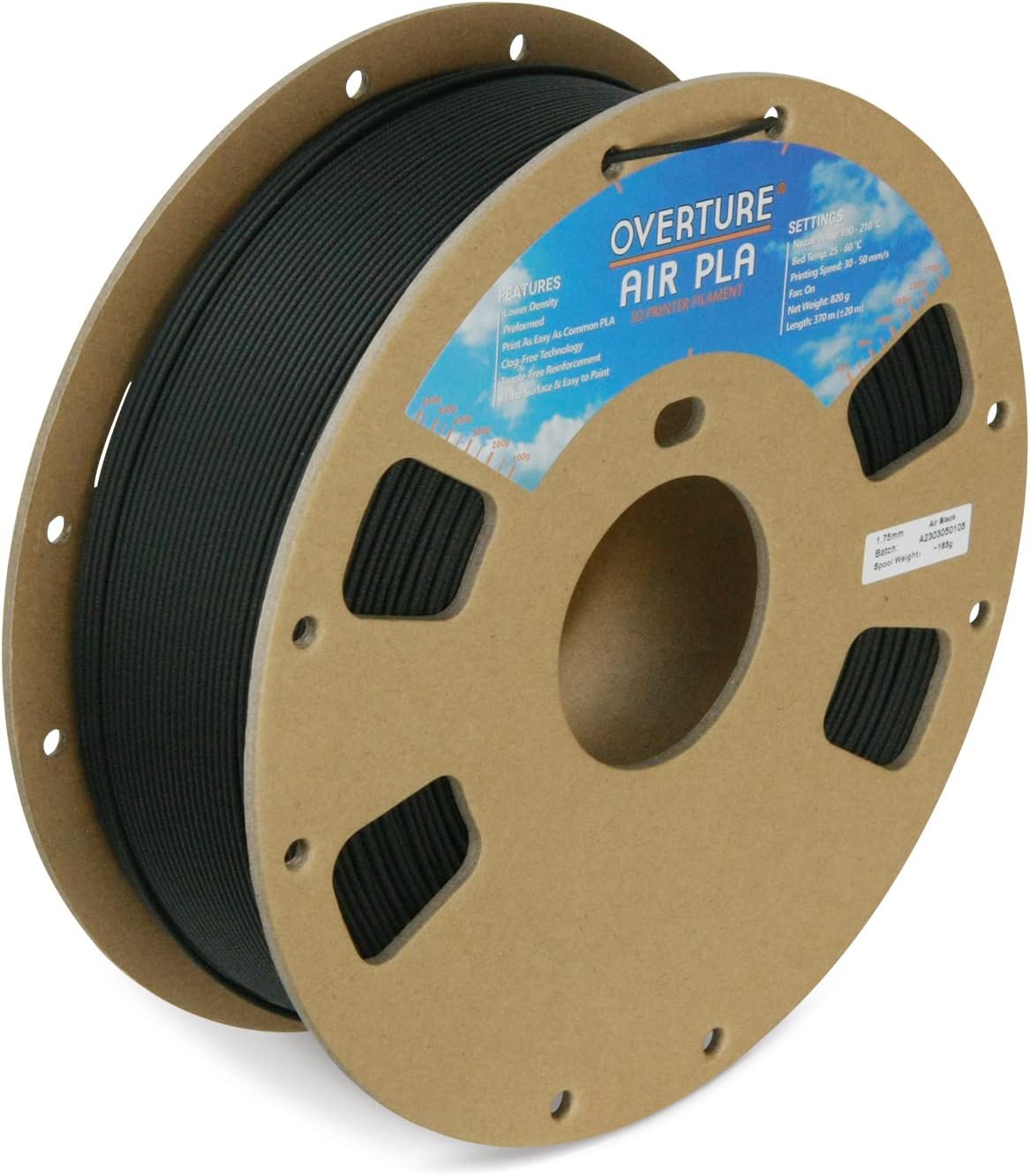 OVERTURE PLA Filament 1.75mm,AIR PLA,Filament PLA 0.8kg Spool ...