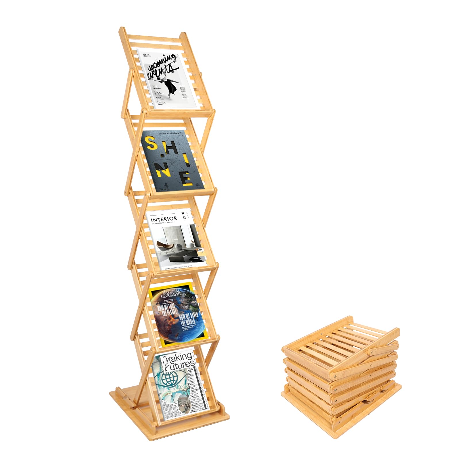 Choowin Foldable Magazine Rack Floor Stand Brochure Display Stand ...