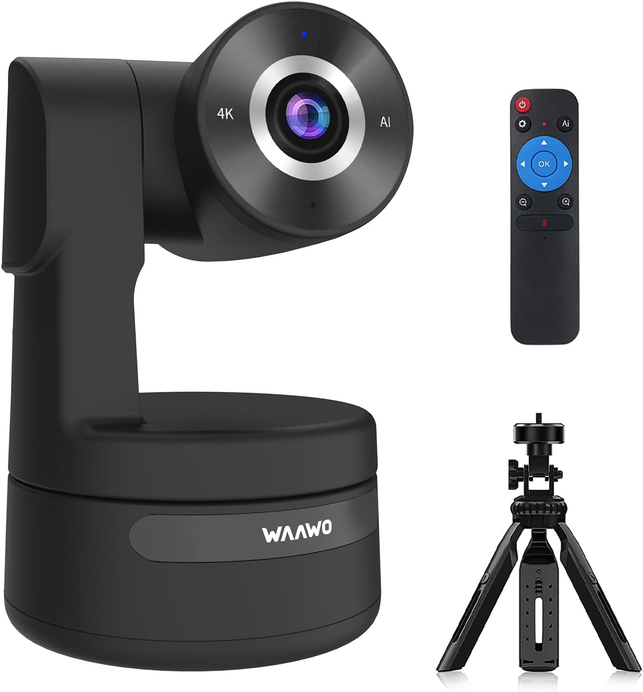 WAAWO 4K PTZ Streaming Webcam with Mic, Rotatable and Movable 1080P ...